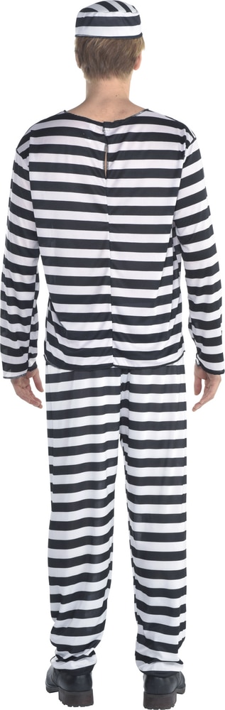 Men's Prison Inmate Black/White Striped Outfit with Shirt/Pants/Hat ...
