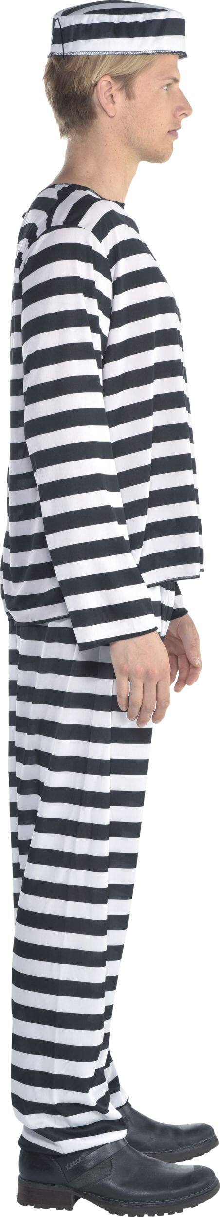 Men's Prison Inmate Black/White Striped Outfit with Shirt/Pants/Hat ...