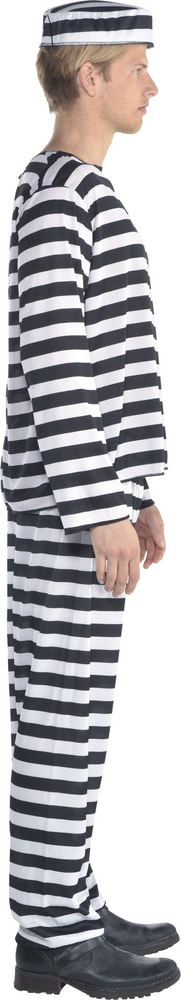 Men's Prison Inmate Black/White Striped Outfit with Shirt/Pants/Hat ...
