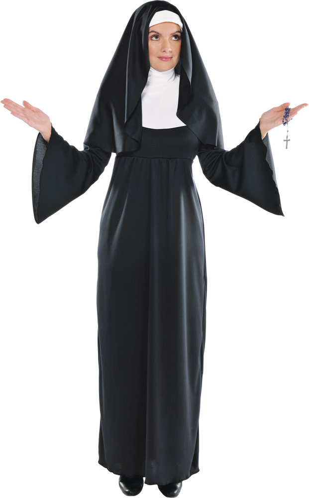 Adult Holy Sister Nun Black Robe with Veil Halloween Costume, More ...