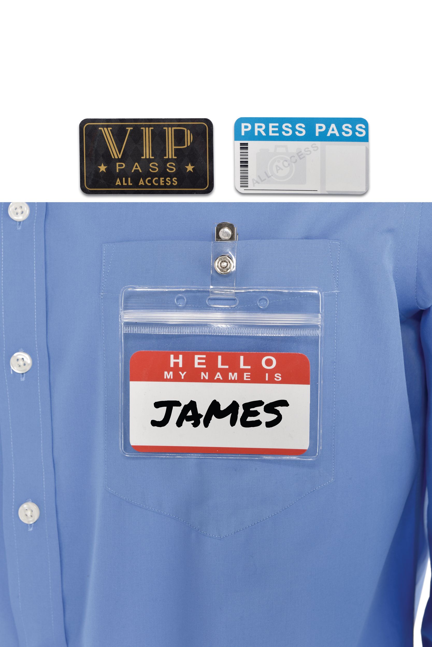 "Press Pass" Identification Badge with Cards, Clear, One Size, 4-pk ...