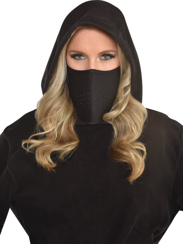 Ninja Half Face Mask, Black, One Size, Wearable Costume Accessory for ...