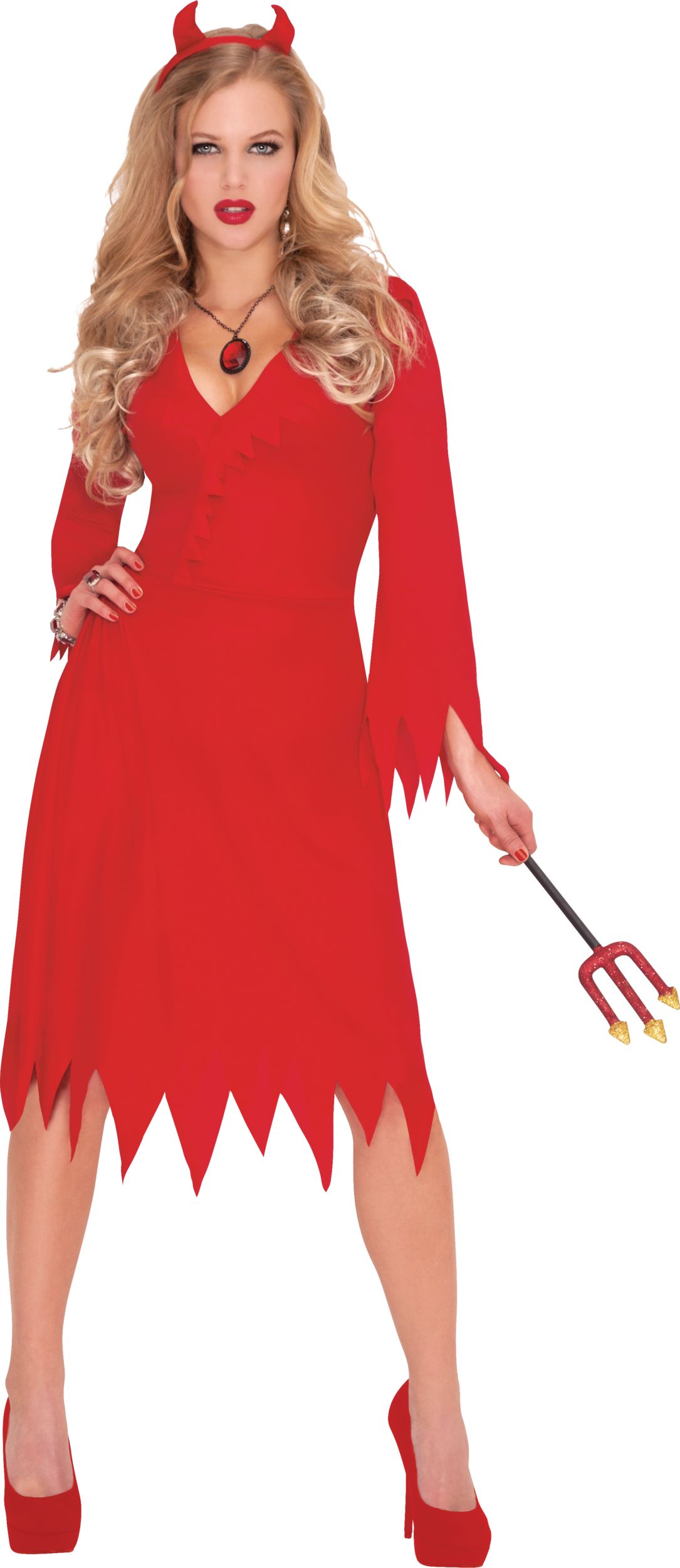Women's Devil Red Dress with Cape & Headband Halloween Costume, One ...