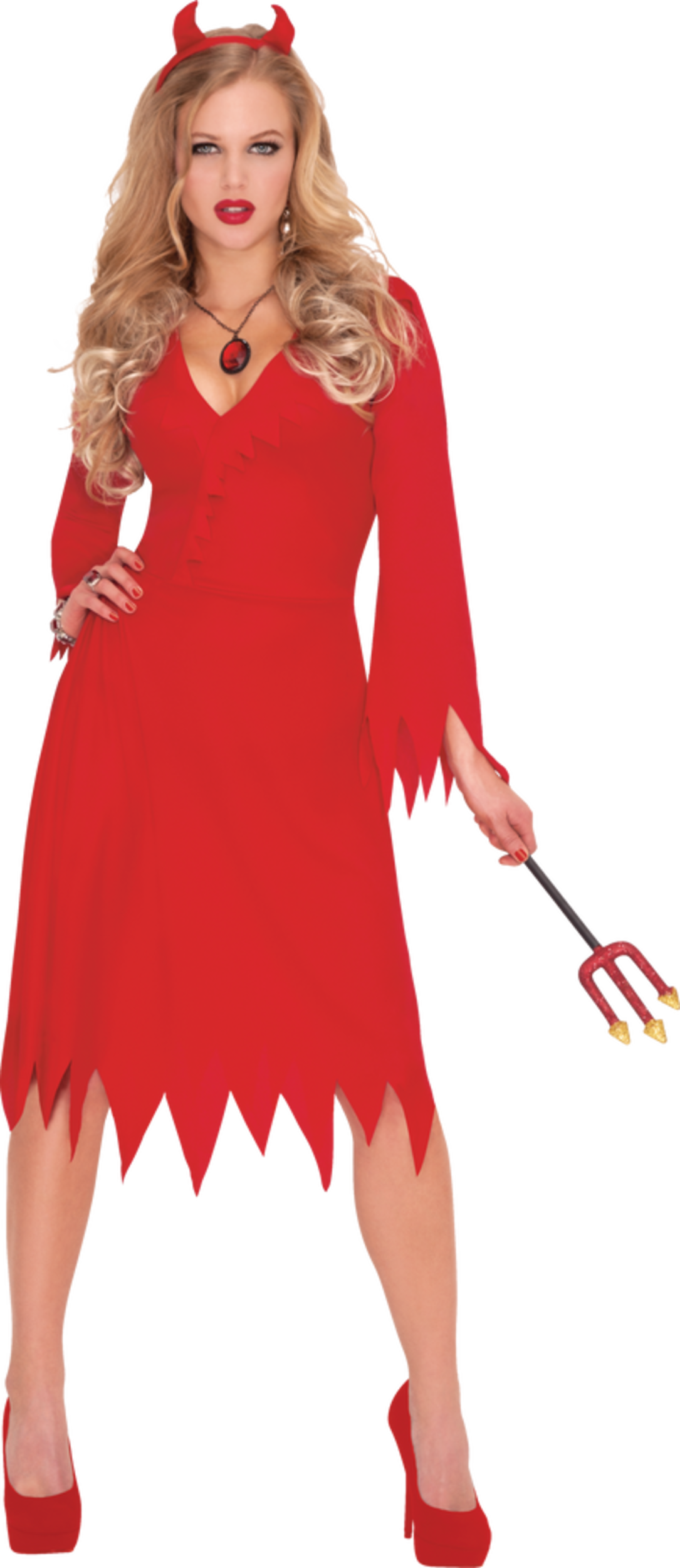 Women's Devil Red Dress with Cape & Headband Halloween Costume, One ...