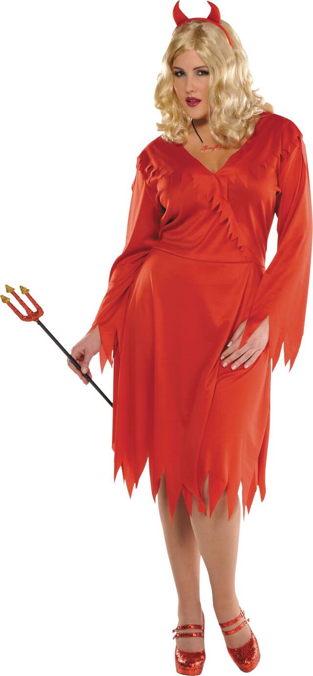 Womens Devil Red Dress With Headband Halloween Costume Assorted Sizes