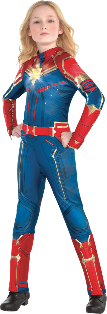 Kids' Disney Marvel Captain Marvel Blue/Red Jumpsuit Halloween Costume ...