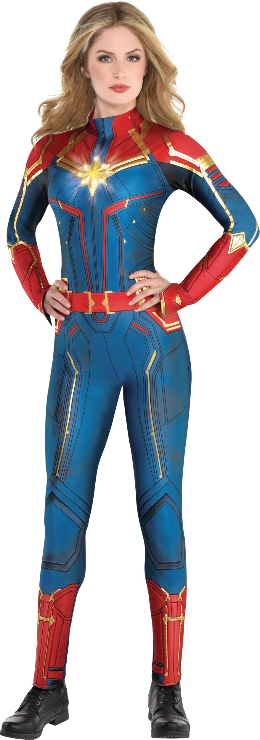 Women's Disney Marvel Captain Marvel Blue/Red Jumpsuit Halloween ...