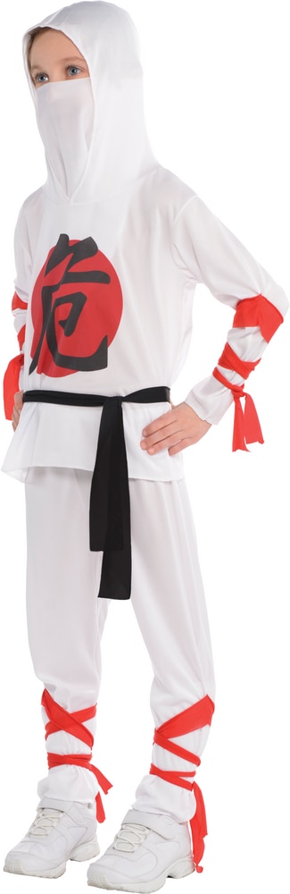 Costume de ninja, enfants, tenue blanche avec chemise/pantalon/capuchon ...