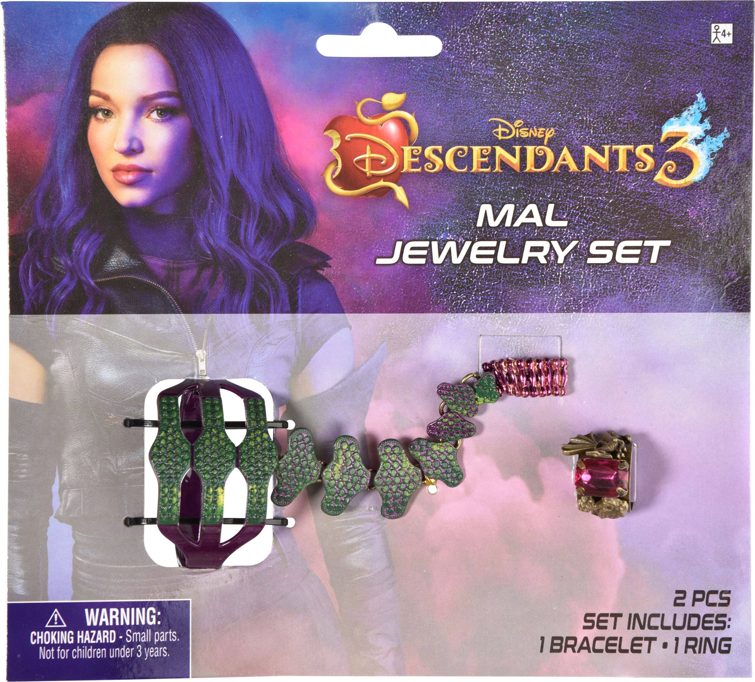 Disney Descendants Mal Dragon Scale Jewellery Set with Bracelet & Ring ...