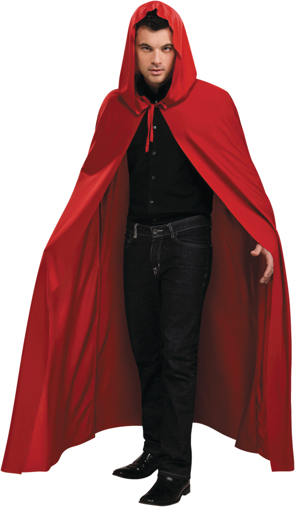 Adult Long Cape with Hood, Red, One Size, Wearable Costume Accessory ...