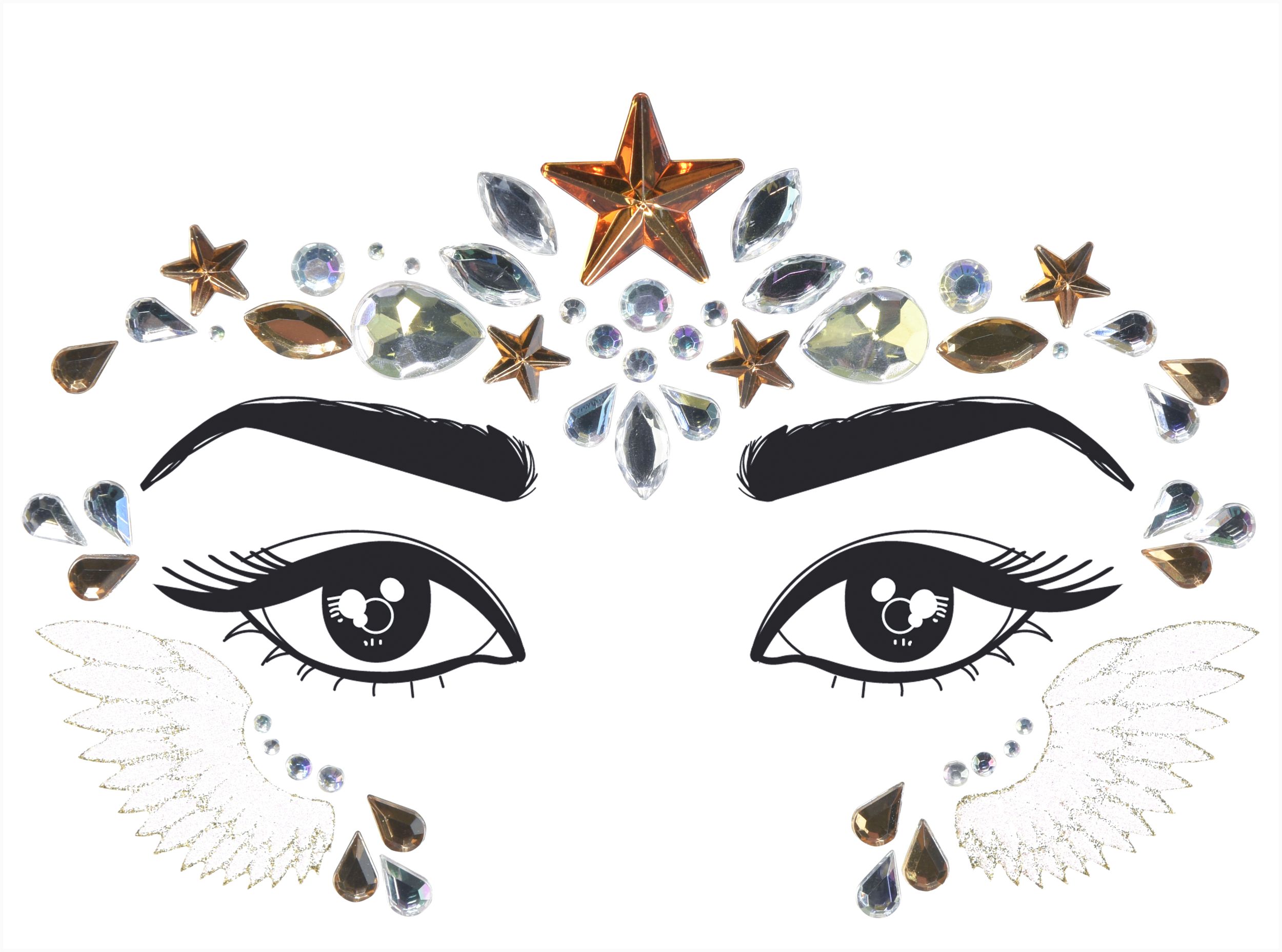 Self-Adhesive Angel Eye Gemstone Jewelry Stickers, Silver/Bronze, One ...