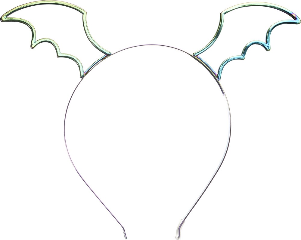 Metal Iridescent Bat Headband, Silver, One Size, Wearable Costume ...