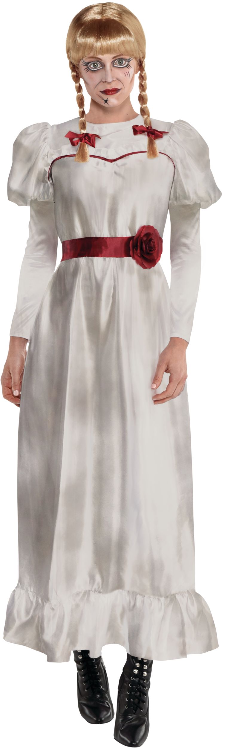 Women's The Conjuring UniverseAnnabelleWhite Dress with Wig Halloween ...