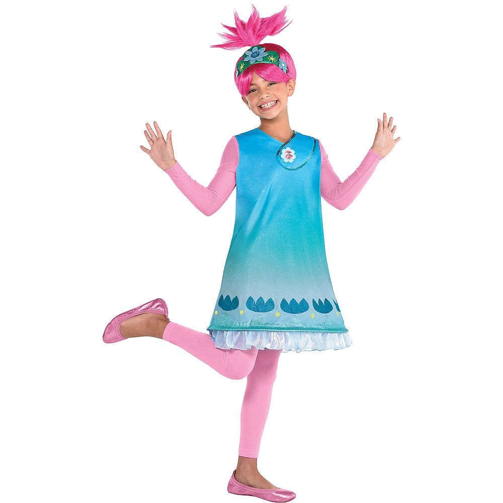Toddler & Kids' Trolls Queen Poppy Blue Dress with Tights Halloween ...