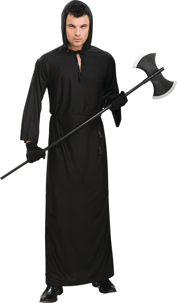 Adult Grim Reaper Horror Robe with Hood, Black, One Size, Wearable ...