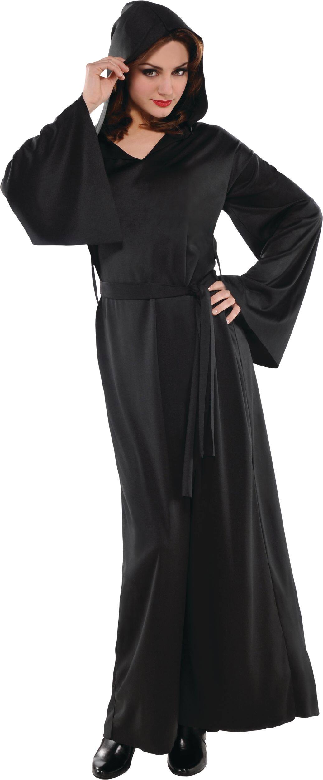 Adult Grim Reaper Horror Robe with Hood, Black, One Size, Wearable ...