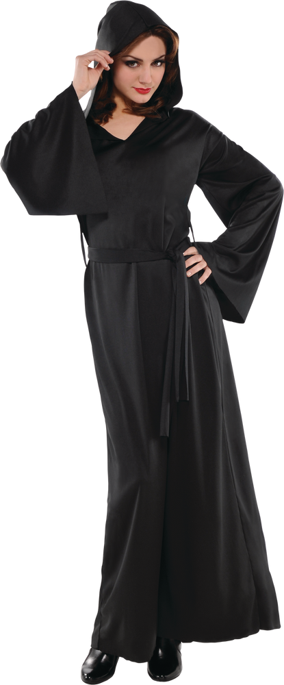 Adult Grim Reaper Horror Robe with Hood, Black, One Size, Wearable ...