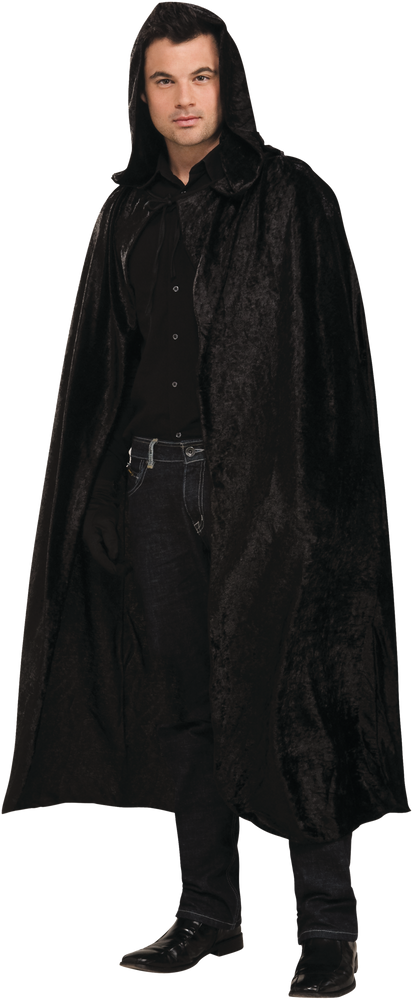 Adult Velvet Cloak with Hood, Black, One Size, Wearable Costume ...