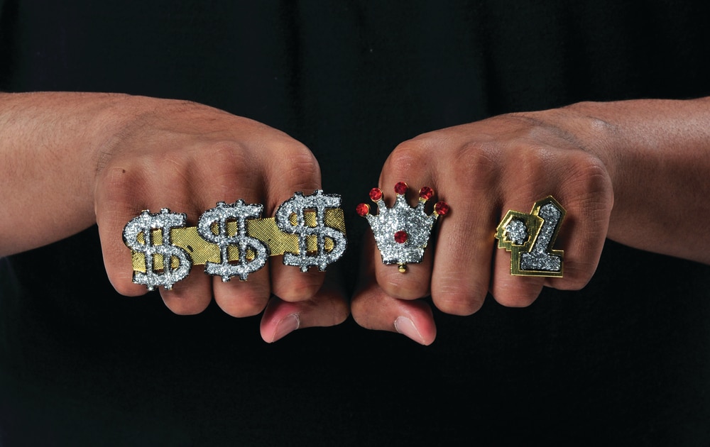 Bling Rings Set, Silver, One Size, 3-pk, Wearable Costume Accessories ...