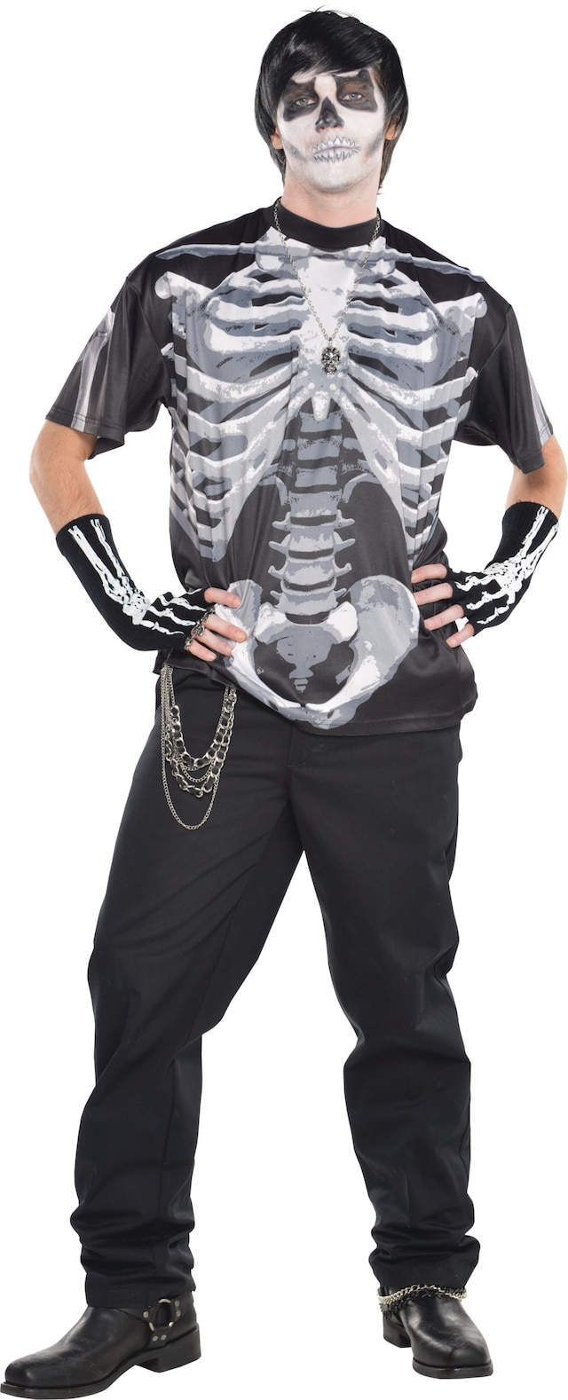 Adult Skeleton Ribs Bones T-Shirt, Black/White, One Size, Wearable ...