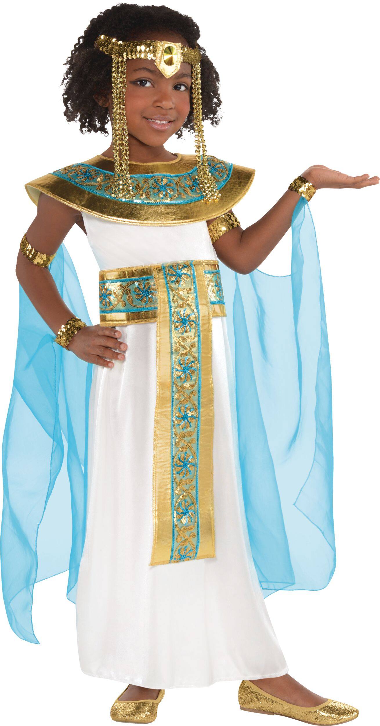 Kids' Cleopatra White Dress with Cape & Headband Halloween Costume ...