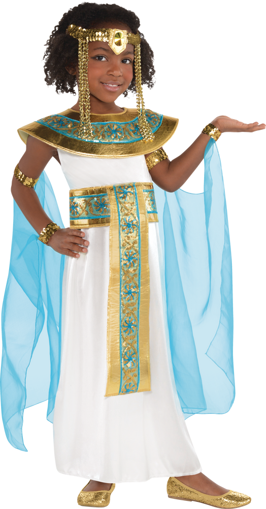 Costume De Cléopâtre Enfants Robe Blanche Avec Cape Et Bandeau