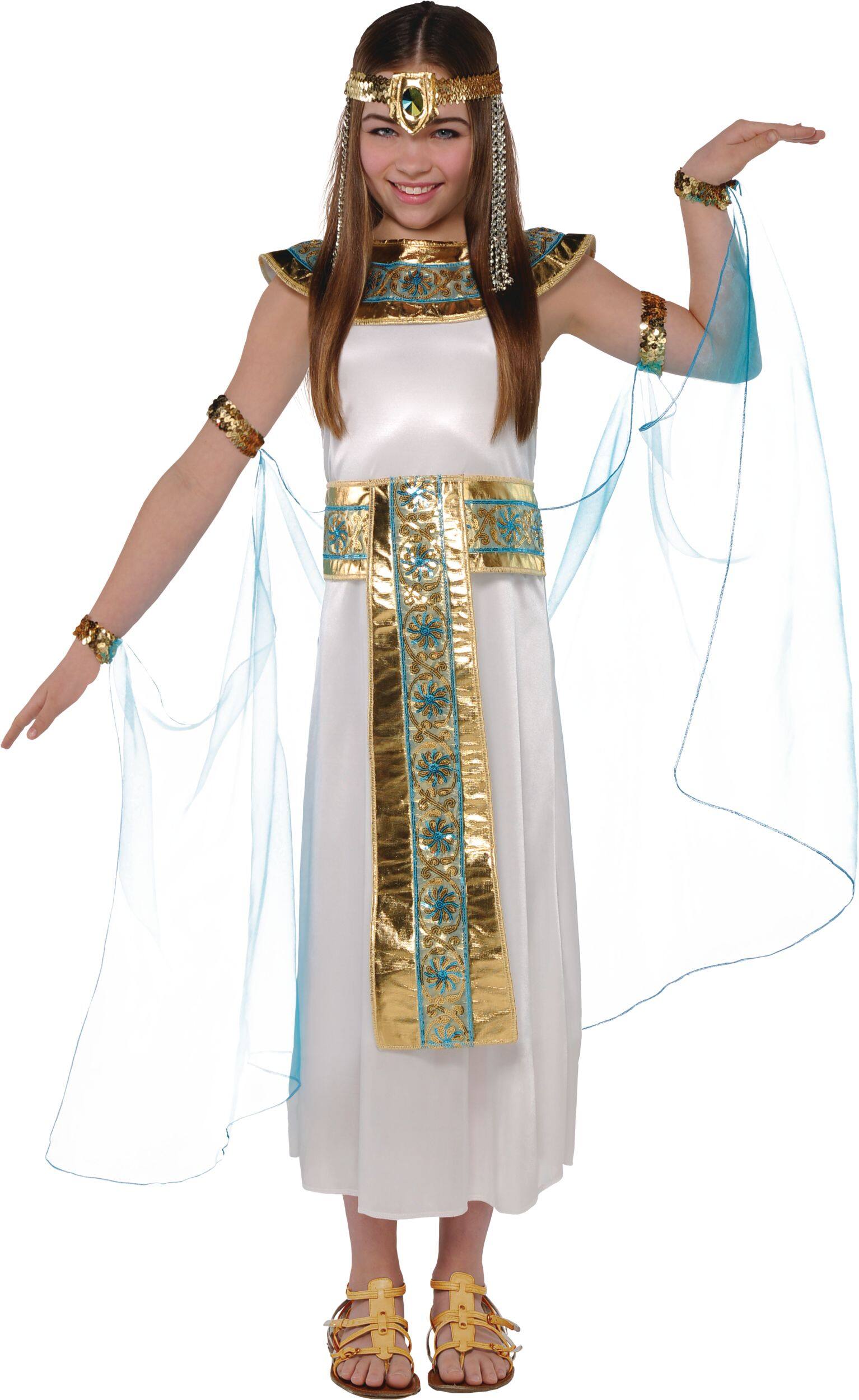Kids' Cleopatra White Dress with Cape & Headband Halloween Costume ...