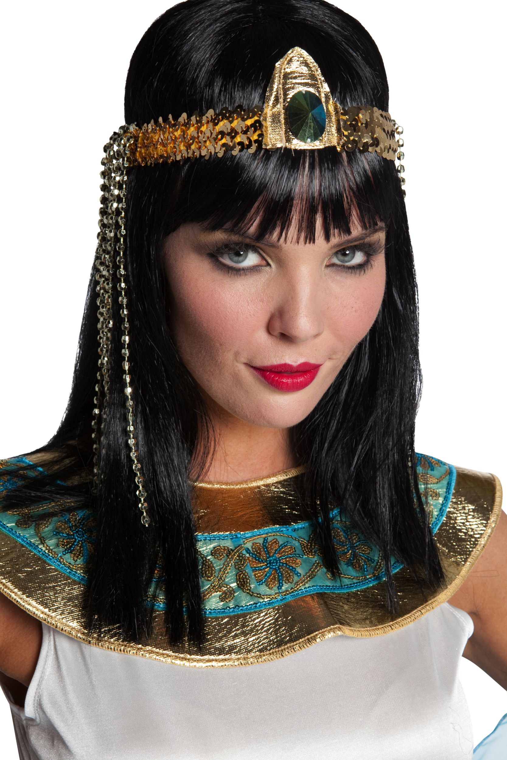 Women's Cleopatra White Dress with Cape & Headband Halloween Costume ...