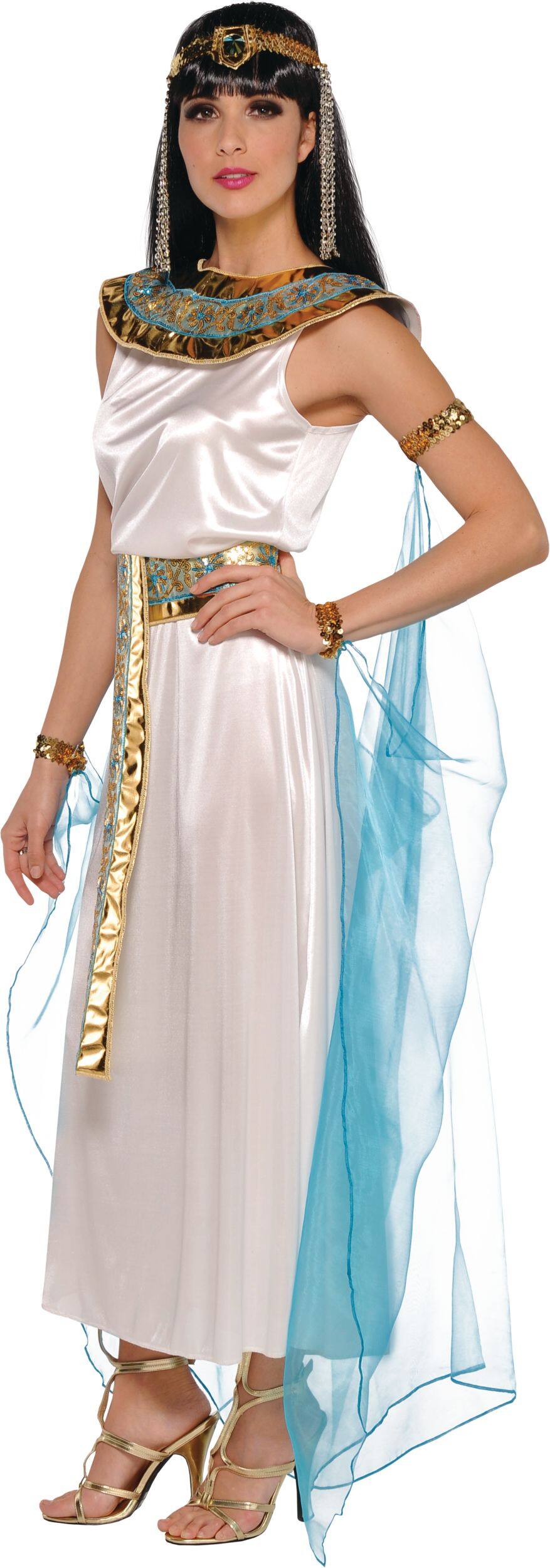 Women's Cleopatra White Dress with Cape & Headband Halloween Costume ... Women's Cleopatra White Dress with Cape & Headband Halloween Costume ...
