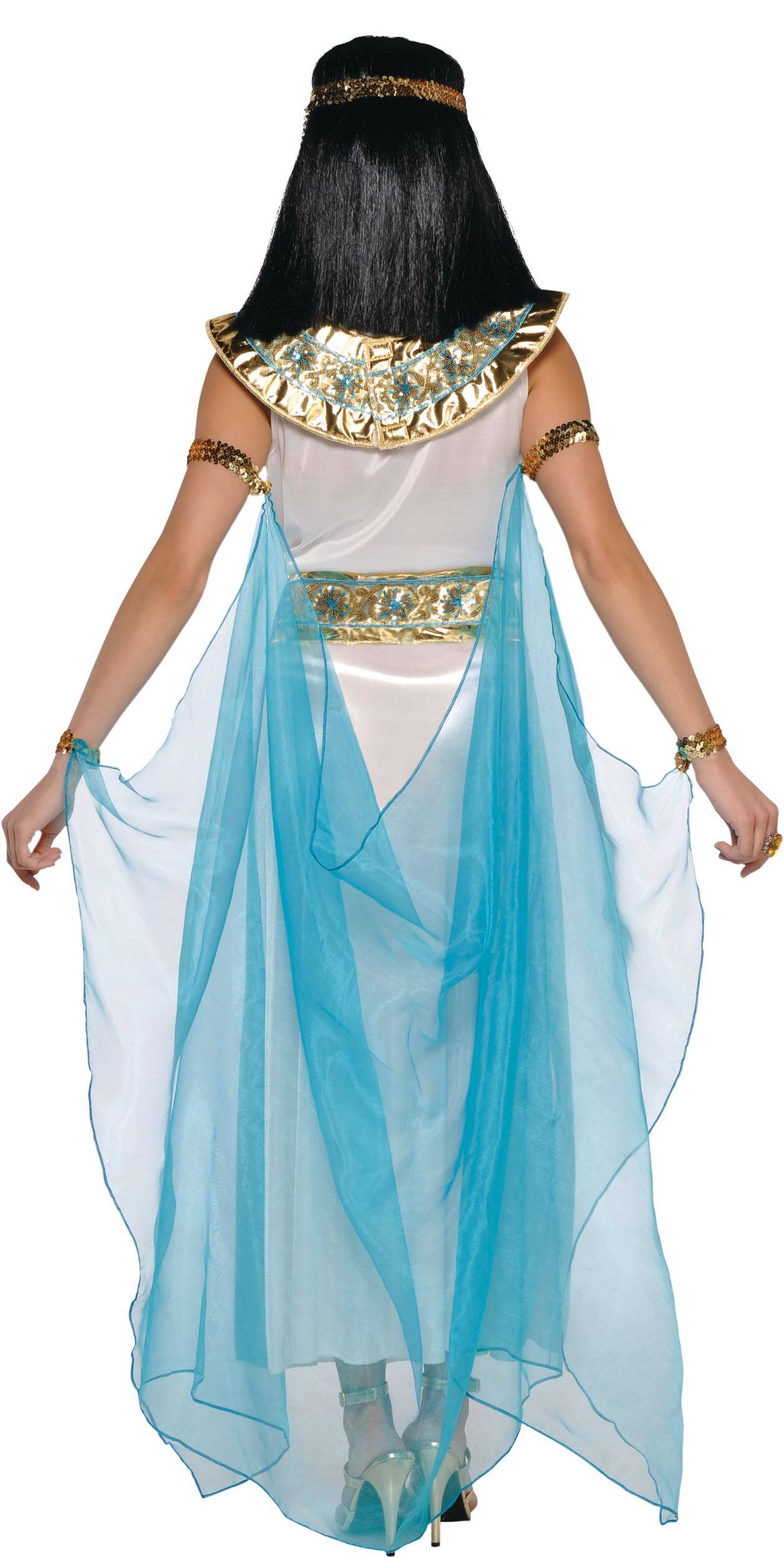 Women's Cleopatra White Dress with Cape & Headband Halloween Costume ...