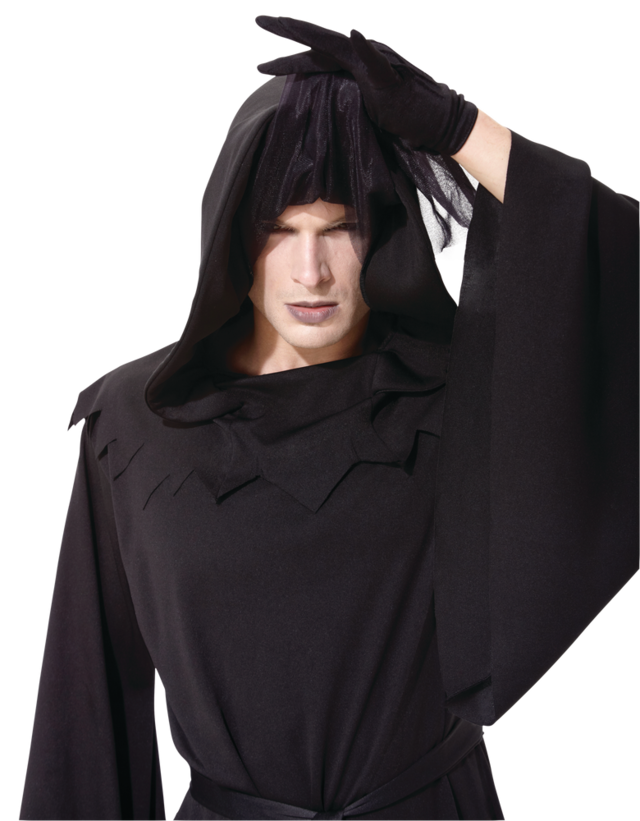 Men's Phantom of Darkness Black Robe with Mask Halloween Costume ...