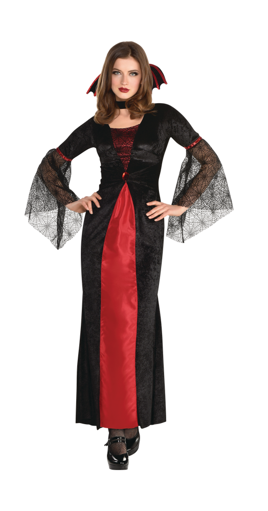 Women's Countess Vampiretta Vampire Black/Red Dress with Necklace ...