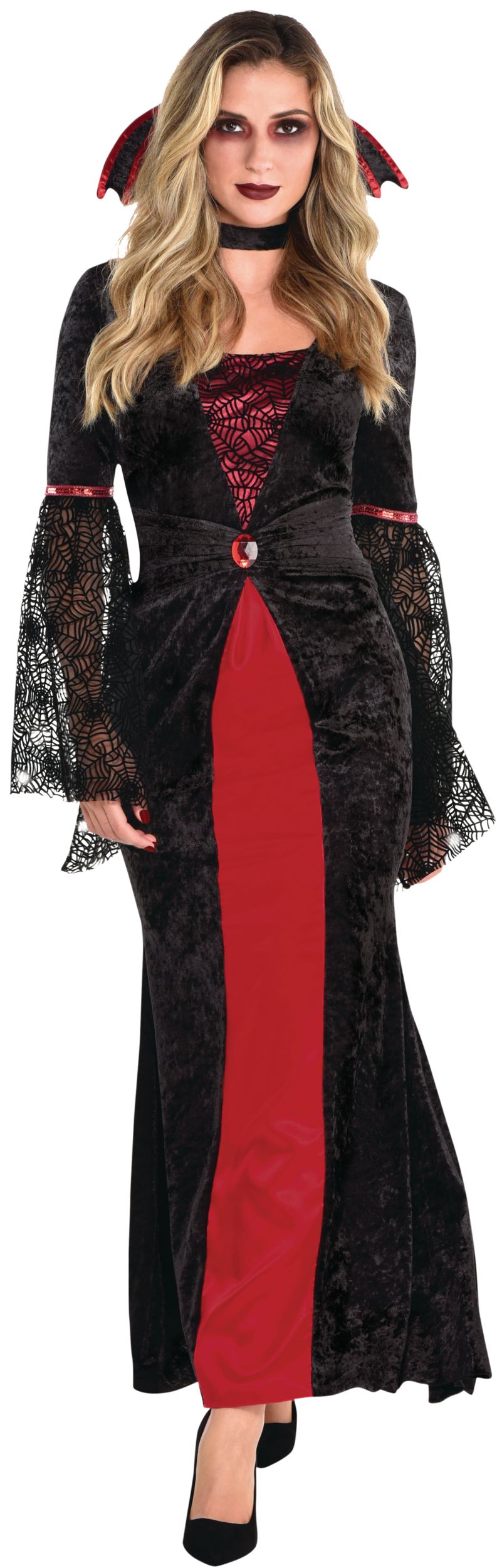 Women's Countess Vampiretta Vampire Black/Red Dress with Necklace ...
