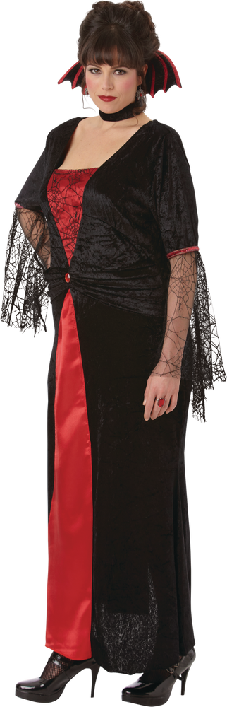 Women's Countess Vampiretta Vampire Black/Red Dress with Necklace ...