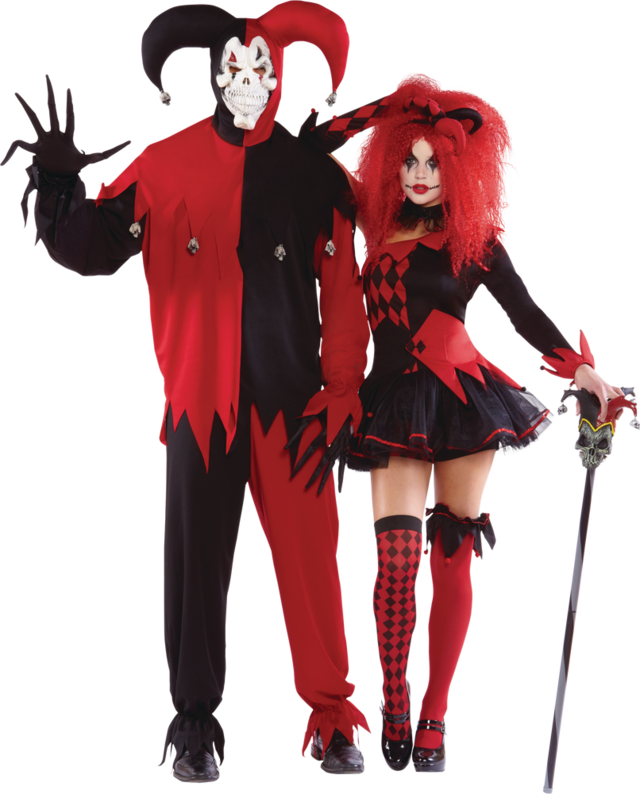 Women's Punky Jester Black/Red Dress with Headband & Stockings ...