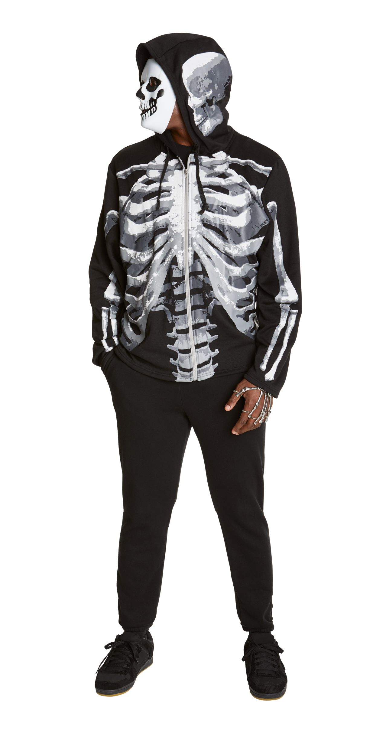 Skull Skeleton Face Mask, Black/White, One Size, Wearable Costume ...