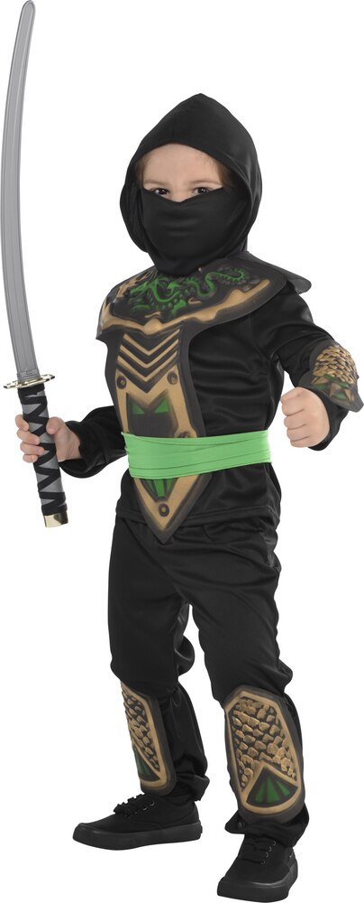 Costume de ninja, enfants, tenue noire avec chemise/pantalon/capuchon ...