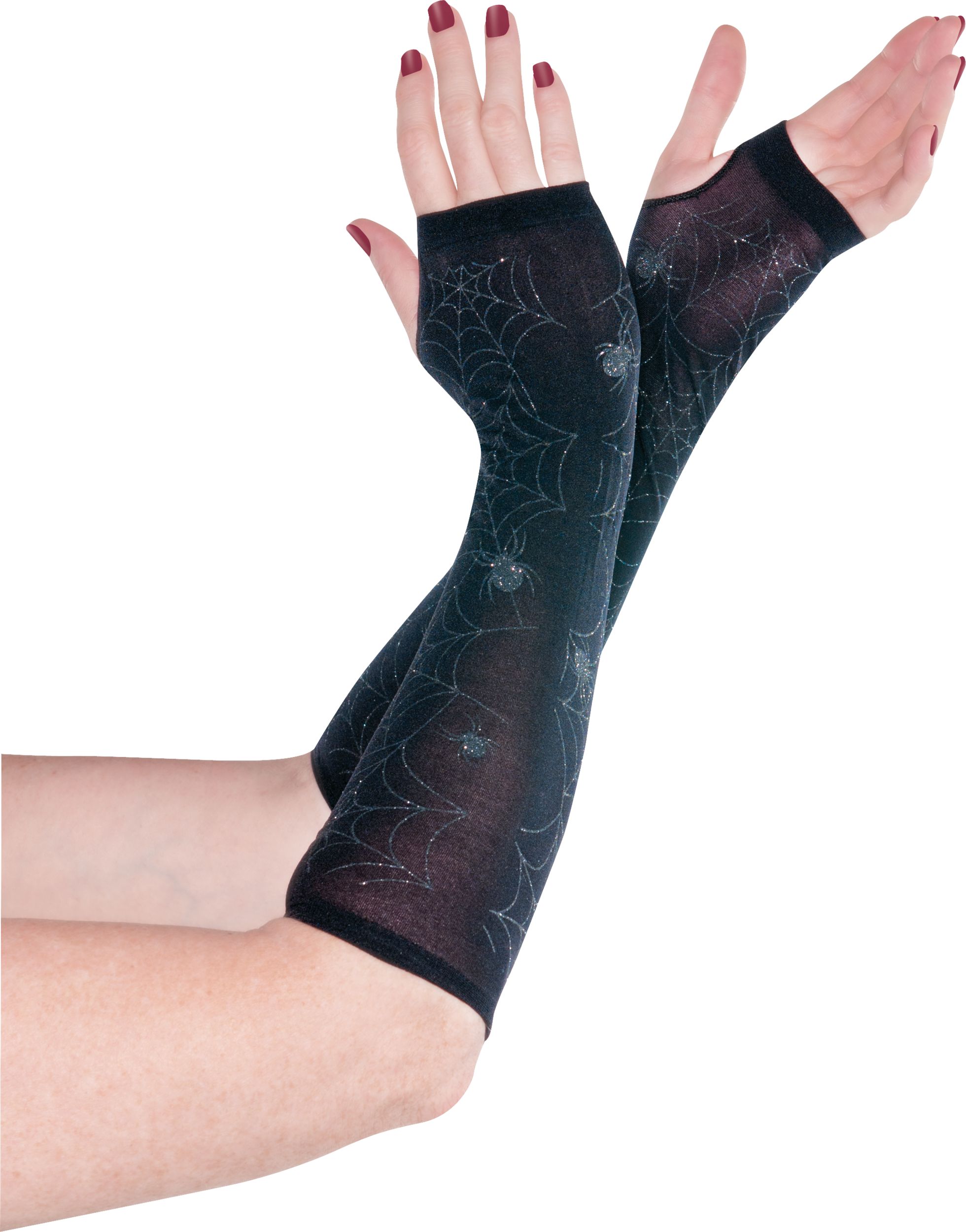 Black Spider Web Arm Warmers | Party City