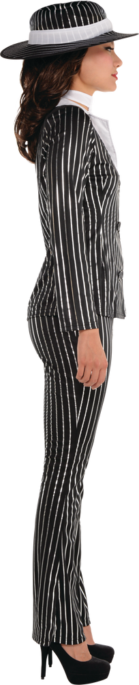 Women's Mafia Mob Gangsta Black/White Pinstriped Suit with Hat ...