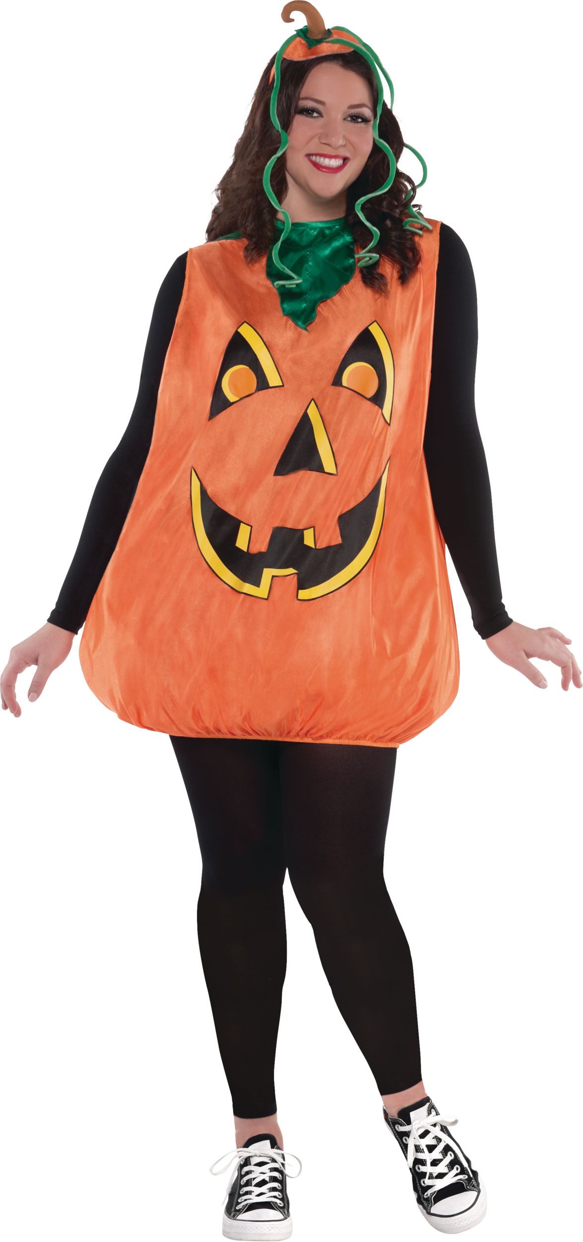 Women's Pumpkin Orange Tunic with Headband Halloween Costume, Plus Size ...