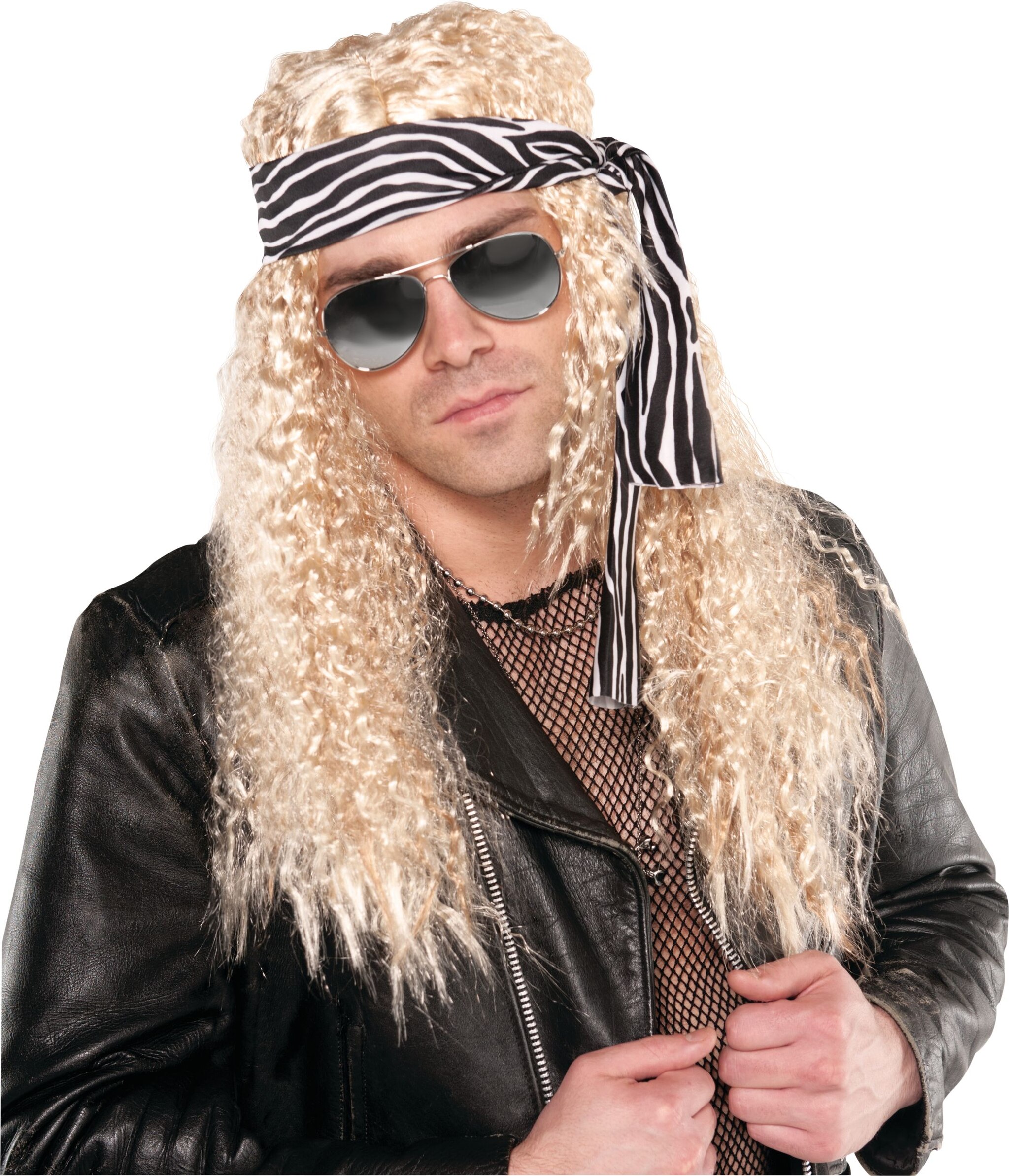 Heavy Metal Rocker Curly Long Hair Wig, Blonde, One Size, Wearable ...