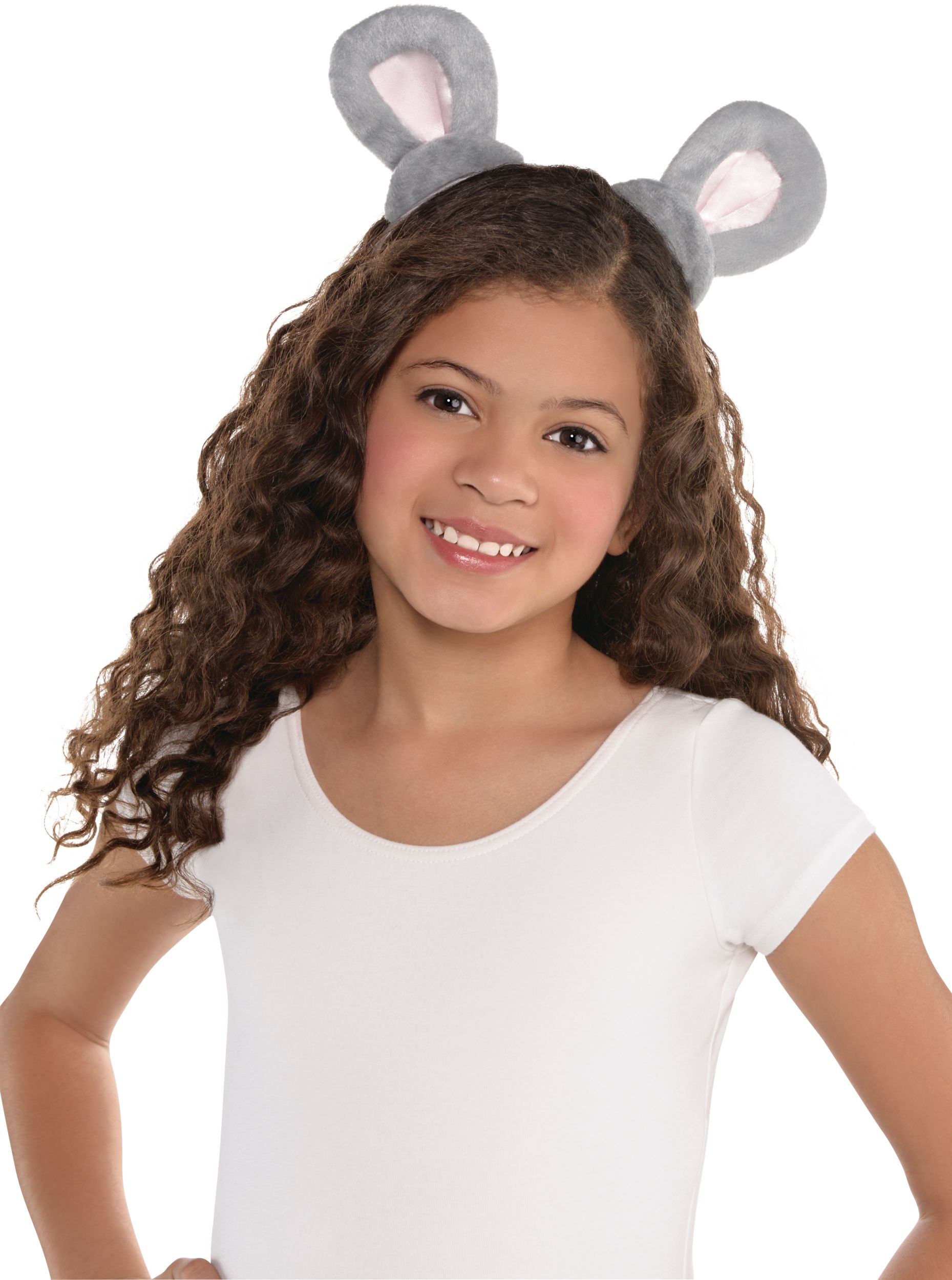 Kids' Furry Mouse Ears Headband, Grey/Pink, One Size, Wearable Costume ...