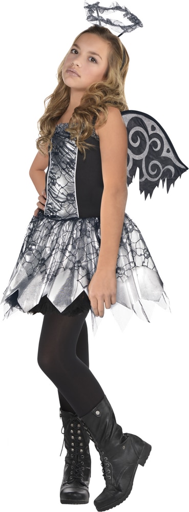 Kids' Angel Black Dress with Wings/Halo Headband Halloween Costume ...