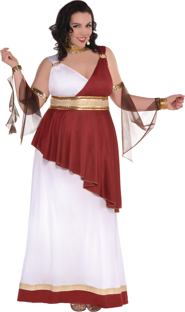 Costume d'impératrice et de déesse, femmes, toge blanc/rouge avec ...