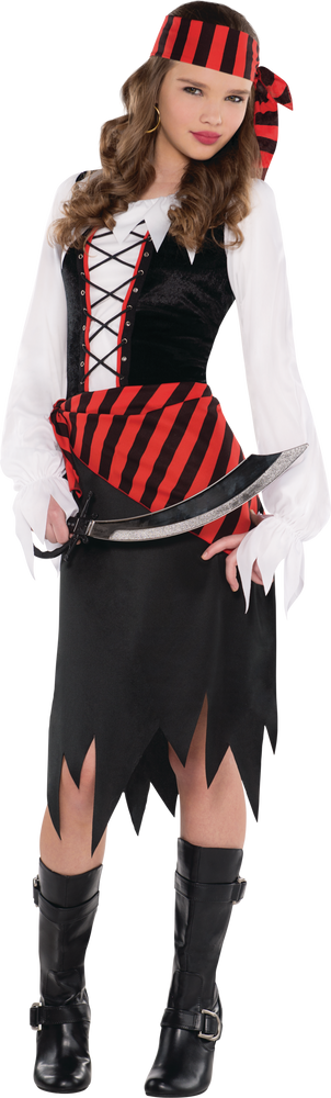 Costume De Pirate Enfants Robe Noir Rouge Avec Foulard De Tête