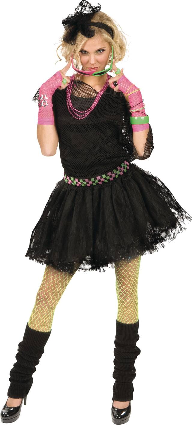 Adult 1980s Neon Fingerless Fishnet Gloves, Yellow/Pink, One Size ...