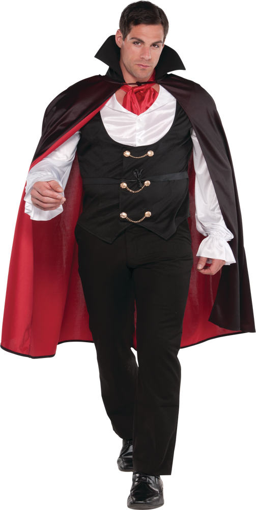 Men's Dracula Vampire Black/Red Outfit with Shirt & CapeHalloween ...