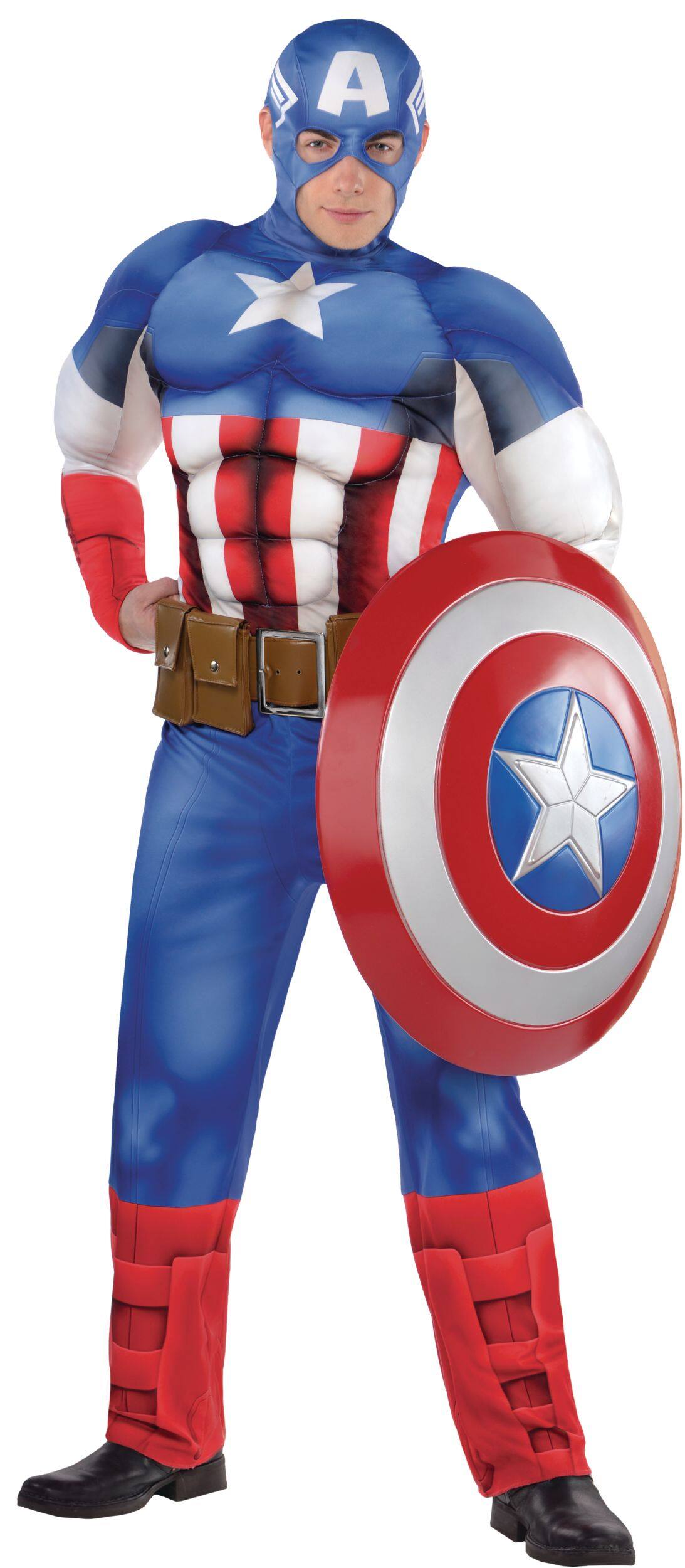 Men's Disney Marvel Captain America Blue/Red Padded Jumpsuit with Mask ...