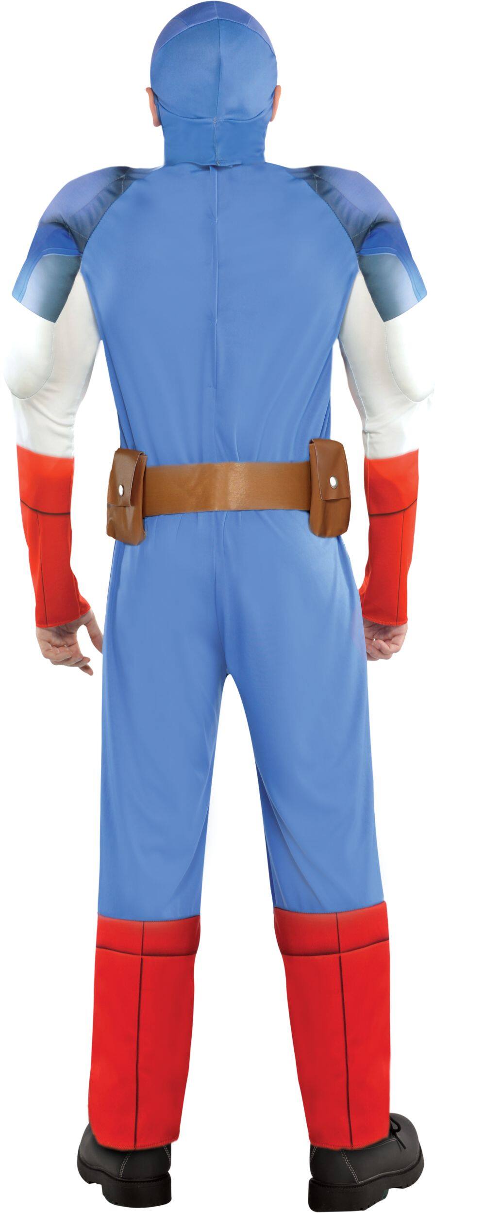Men's Disney Marvel Captain America Blue/Red Padded Jumpsuit with Mask ...
