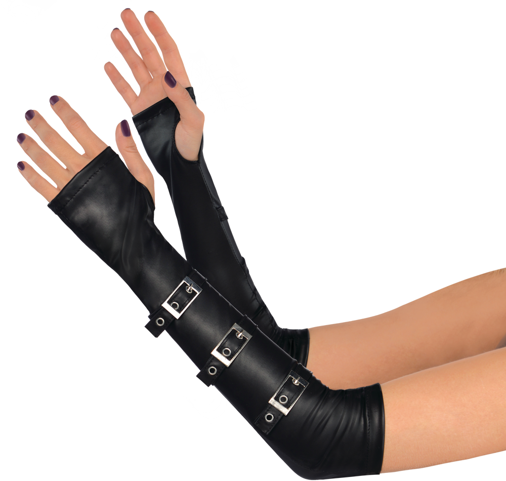 Gothic Arm Warmers with Buckles, Black, One Size, Wearable Costume ...